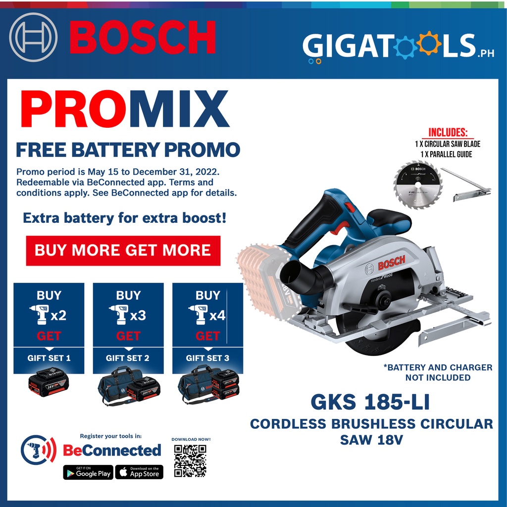 Bosch GKS 185-LI Professional Cordless Brushless Circular Saw 18V ...