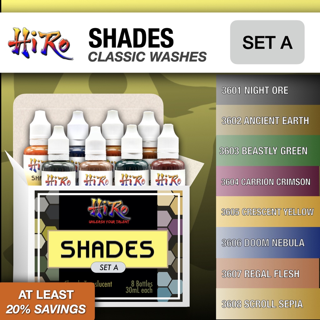 Hiro Shades Set (Set A or B) | Translucent Wash 8x30ml - Alternative to ...