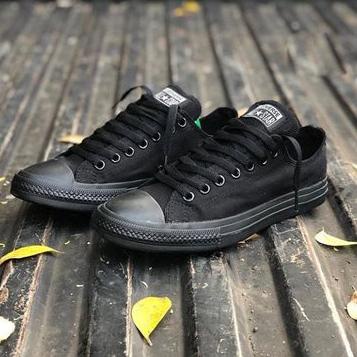 CONVERSE ALL STAR SHORT MEN'S WOMEN'S SCHOOL SHOES FULL PLAIN BLACK ...