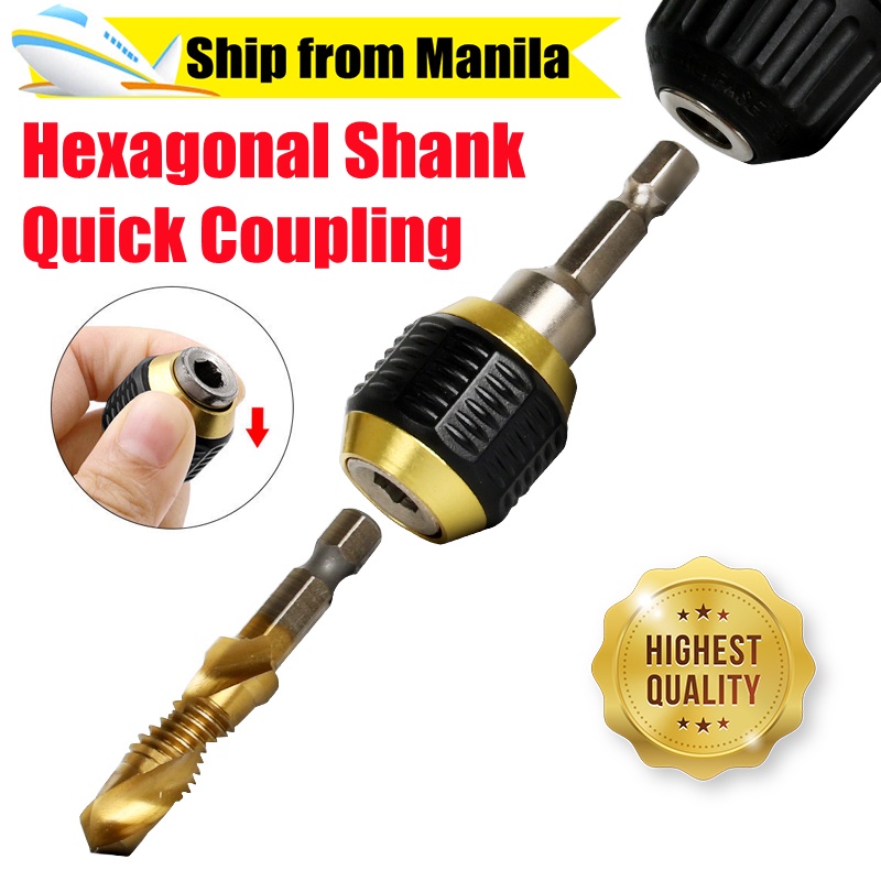 1/4" Hex Shank Drill Bits Adapter 60mm Keyless Drill Chuck Screwdriver ...