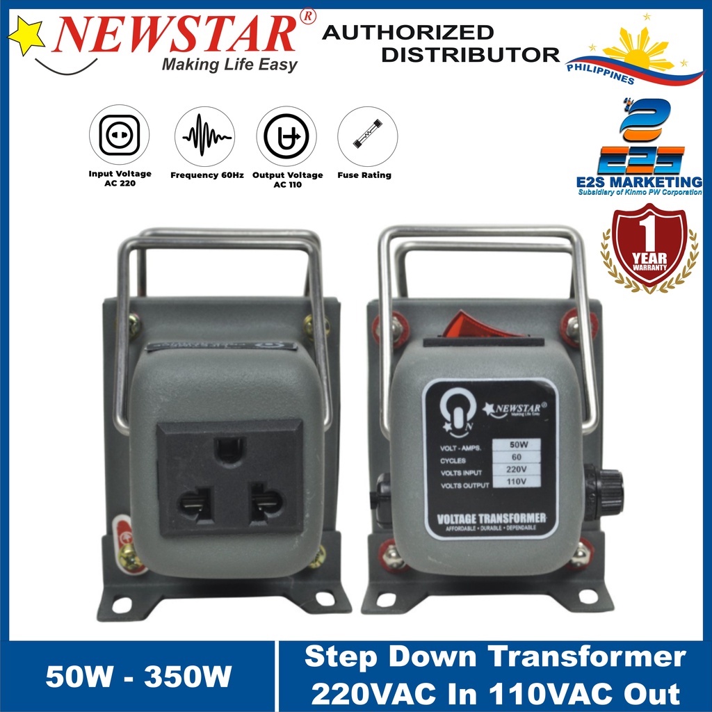 Newstar Step Down Transformer 220VAC In 110VAC Out 50Watts to 350Watts ...