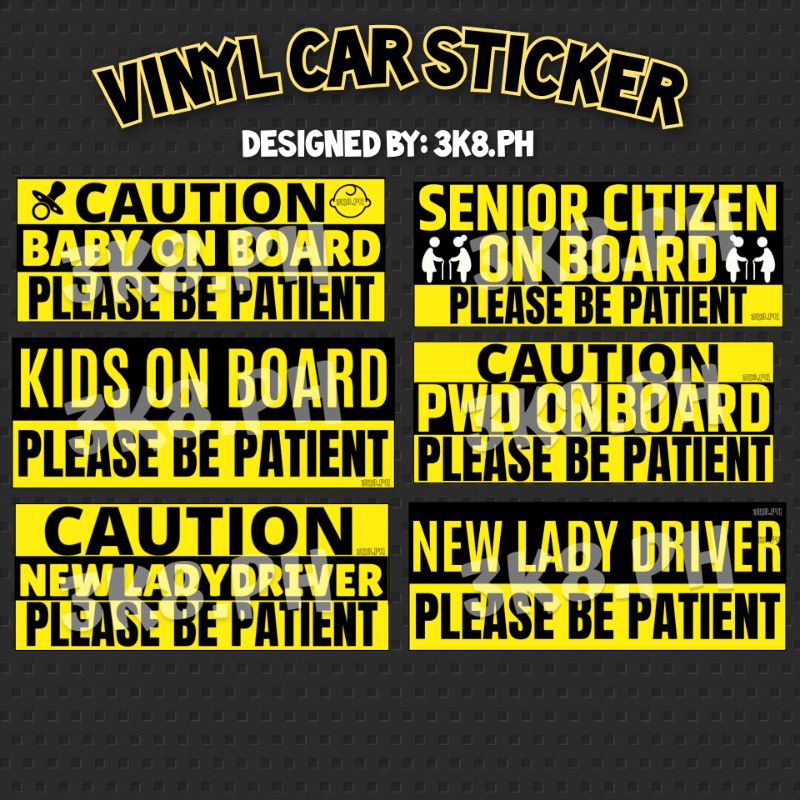 Vinyl Car Stickers CAUTION | OWN DESIGN | baby Onboard | kids Onboard ...