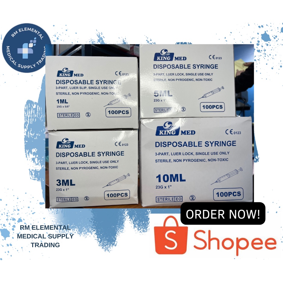 [ BOX ] KINGMED Disposable Syringe 10cc 5cc 3cc 1cc 100s PER BOX ...