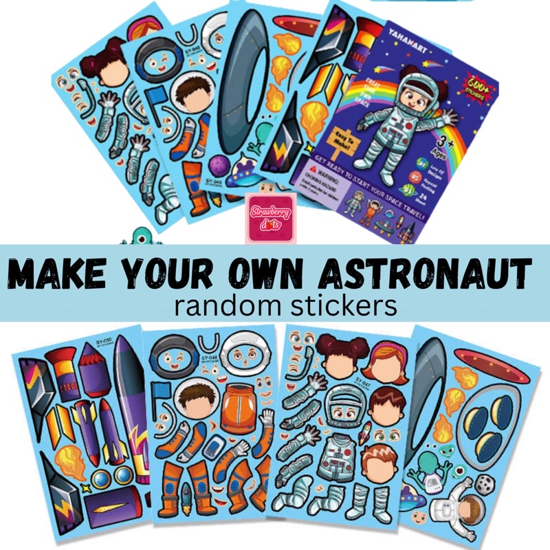 (4pcs) Make your own Astronaut Space Theme Asronaut Stickers Lootbag ...