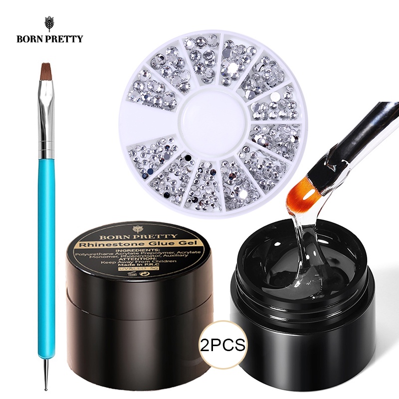 Born Pretty Nail Art Rhinestone Glue Gel Set Adhesive Gems Jewelry ...