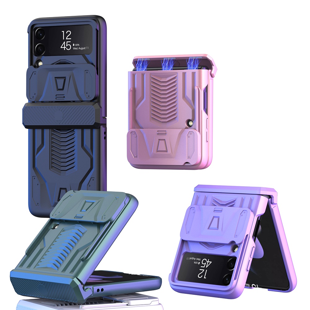 For Samsung Galaxy Z Flip 4 3 Case with Hinge Protection Device Sliding ...