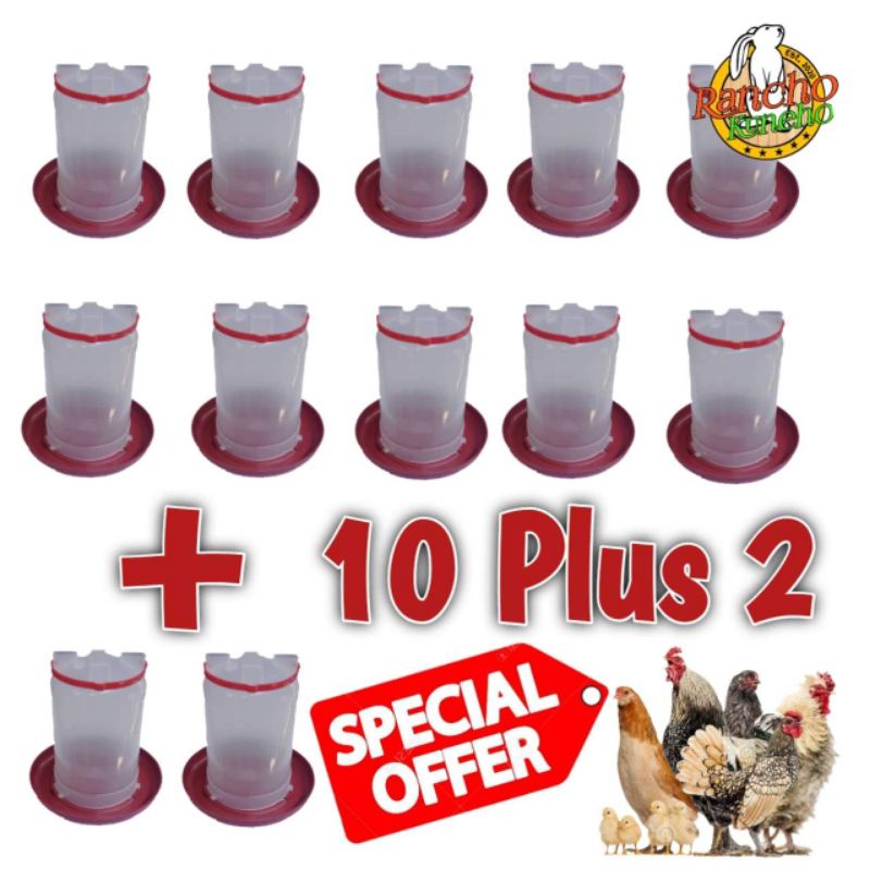 10+2 pcs Chicken automatic drinker waterer galloner with handle Plastic ...