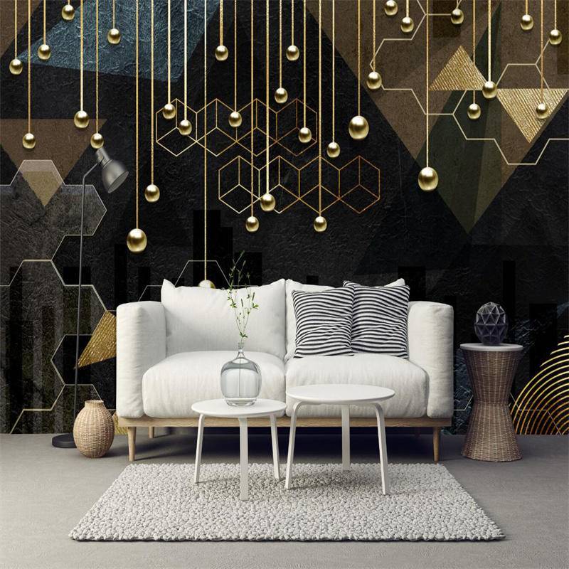 Custom Nordic Modern Industrial Style Geometric Lines Mural Wallpaper ...
