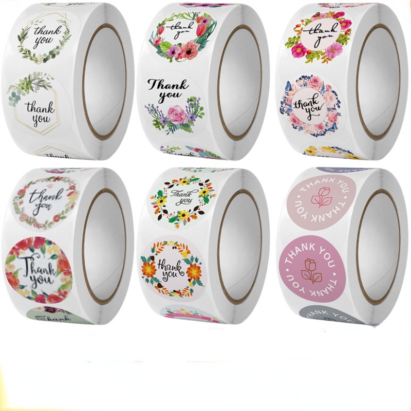 500pcs Thank You Stickers,1" Round Thank You Stickers Roll 4 Floral ...