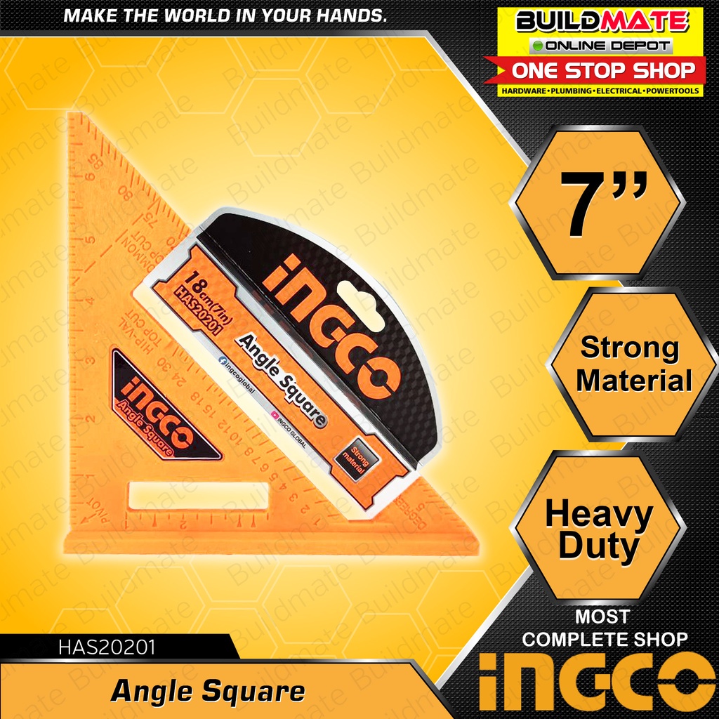 Buildmate x INGCO 7Inch Angle Square Triangle Ruler for Wood Working ...
