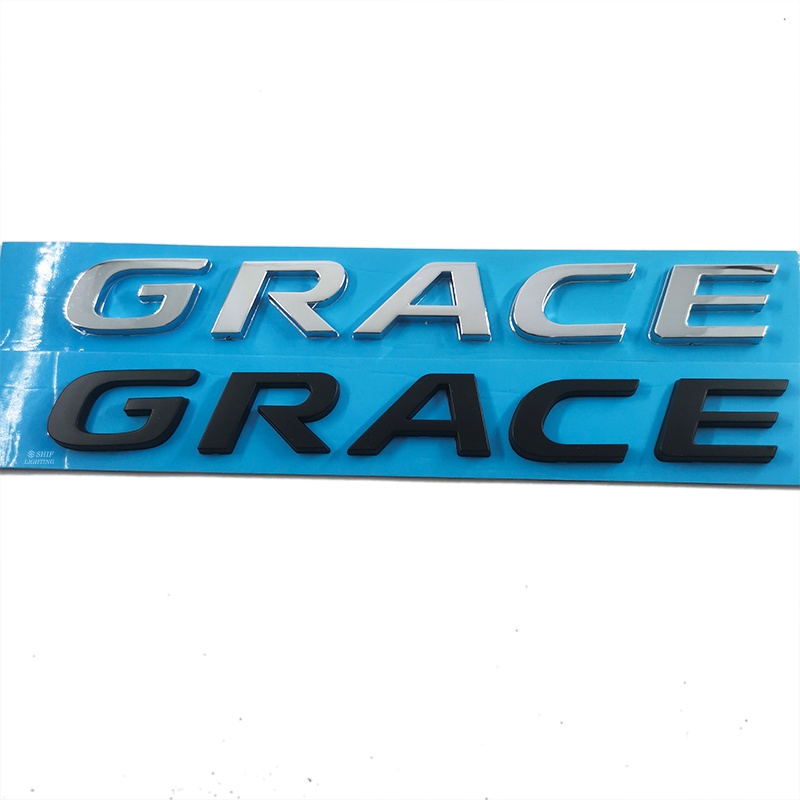 1 x ABS Chrome Black GRACE Letter Car Auto Side Rear Emblem Sticker ...