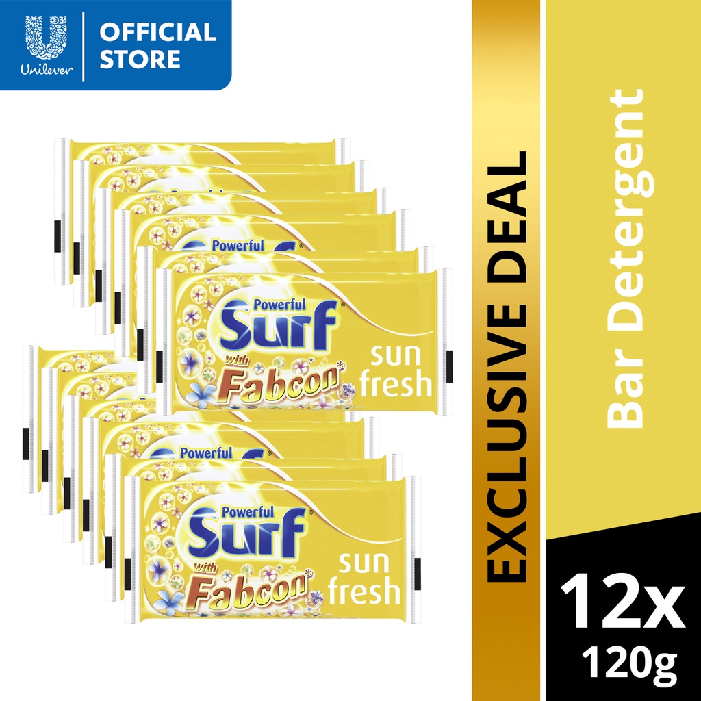 Surf Bar Detergent Sun Fresh 120G Jumbo Cut x12 | Shopee Philippines