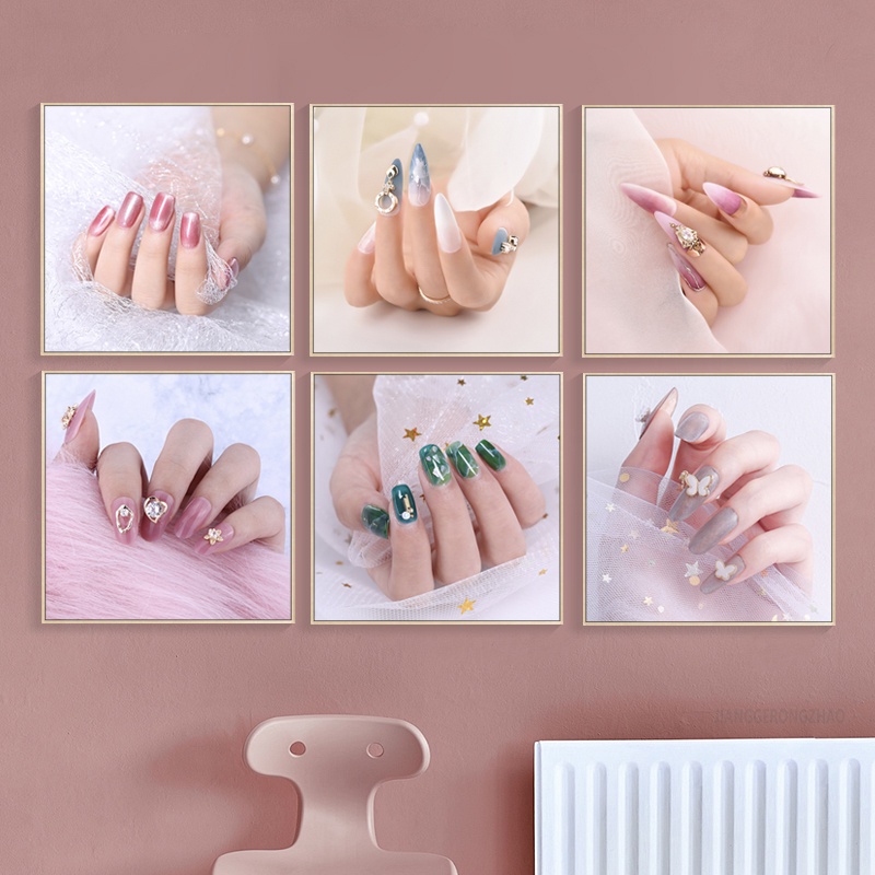 Nail Canvas Painting Figure Nail Artwork Poster Print Girl Dormitory ...