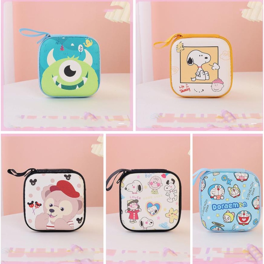 Cartoon Doraemon Snoopy Portable Data Headphone Case Travel Storage Bag ...