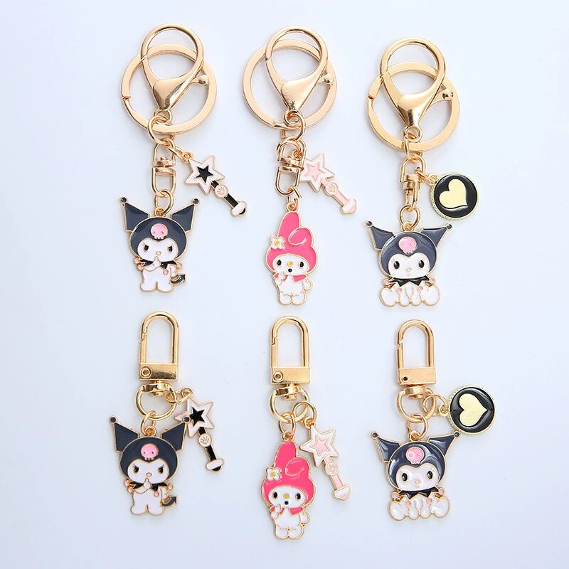 Key Chain Rings Kuromi Smile Keychain - 5mm PVC Anime Character Charm ...