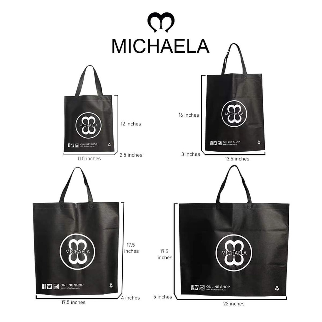 MICHAELA Tote Bags Reusable Non-Woven Black Shopping Bag Protective Top ...