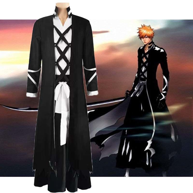 BLEACH Kurosaki Ichigo cosplay costume black coat Halloween suit source ...