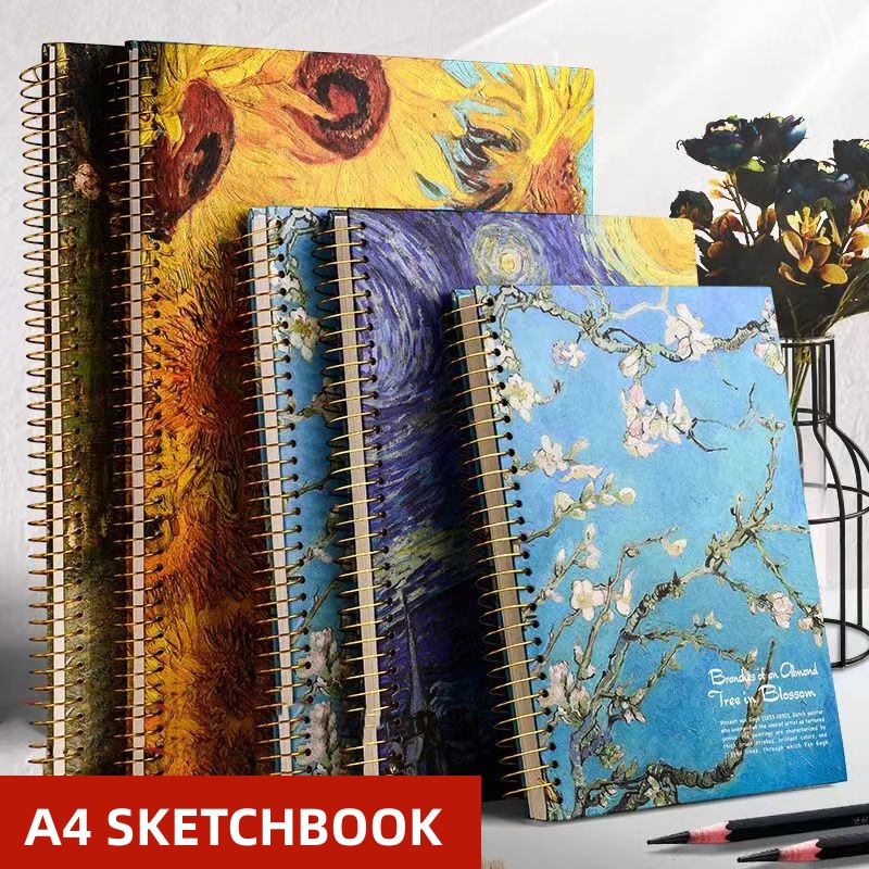 A4 Van Gogh Spiral Sketchbook Big Thick Paper Drawing Sketchbook ...