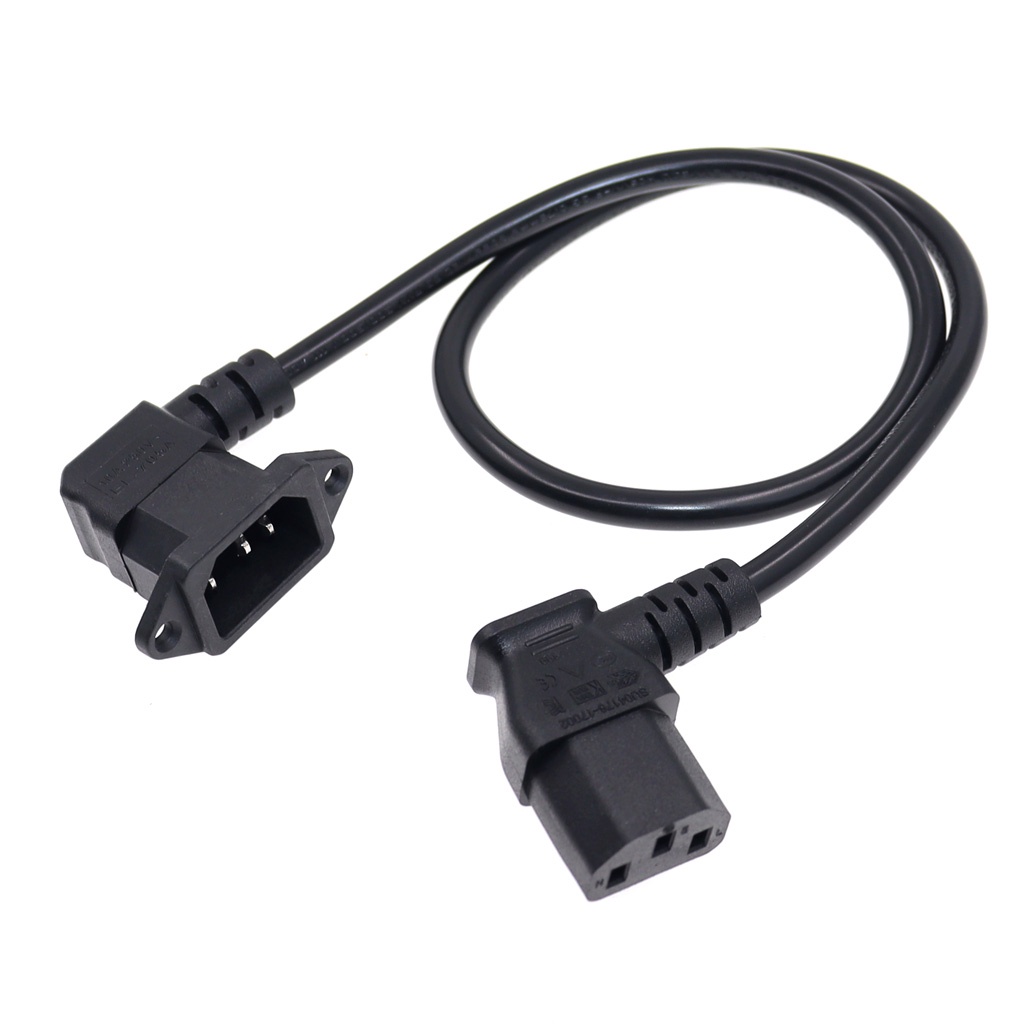 IEC320 C14 to C13 Extension cord,C14 with screw holes Left Angled and ...