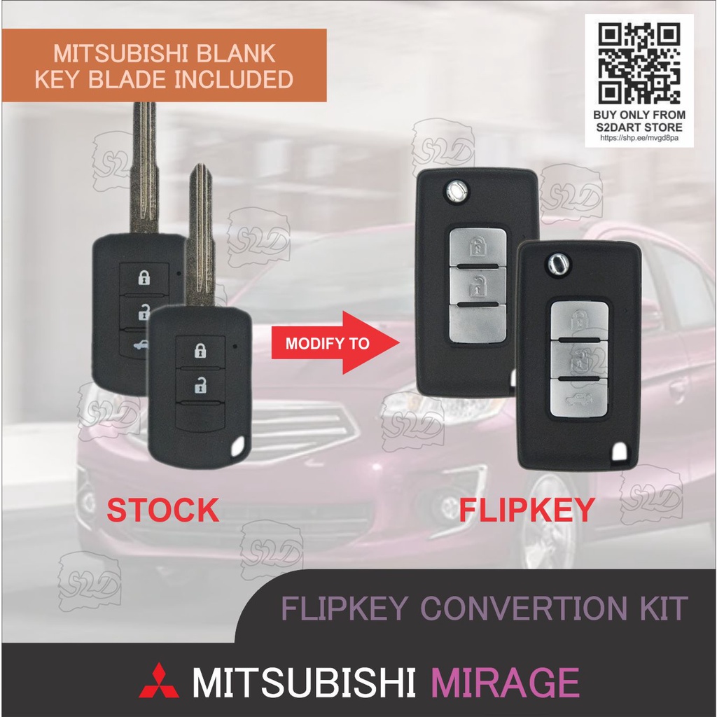New Mitsubishi Mirage Flipkey 2/3 Buttons Key Case Shell Flip key ...
