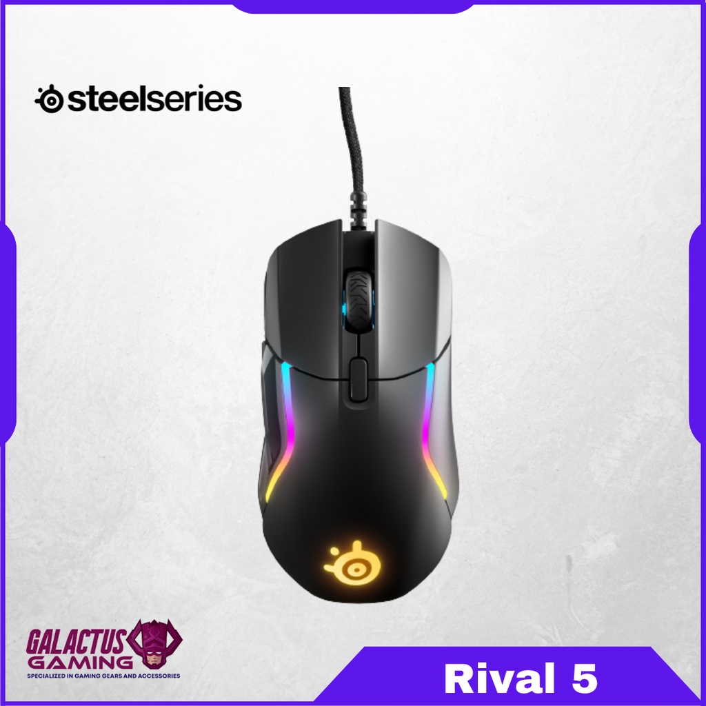SteelSeries Rival 5 RGB MOBA Gaming Mouse Ergonomic 9-button ...