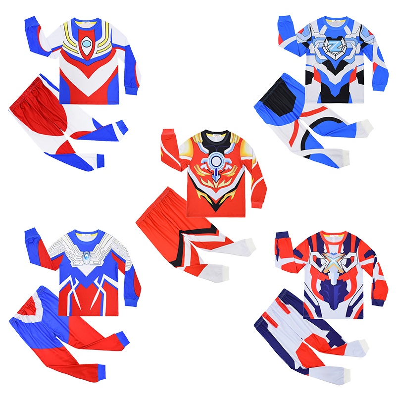 Ultraman Pajamas Children Cartoon Summer Nightgown Kids Boys Long ...