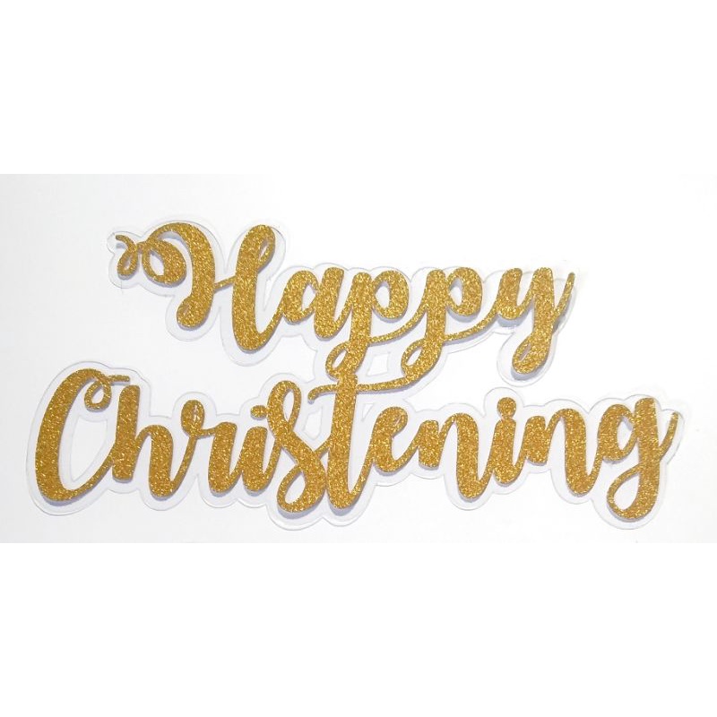 Personalized Happy Christening Cake Topper Glitter Cardstock w/ Acetate ...