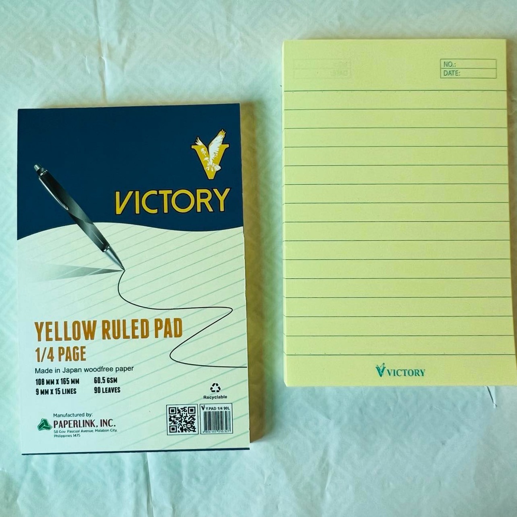 Victory Yellow Ruled Quiz Pad 60.5gsm 90Leaves (Sold Per Pad) | Shopee ...