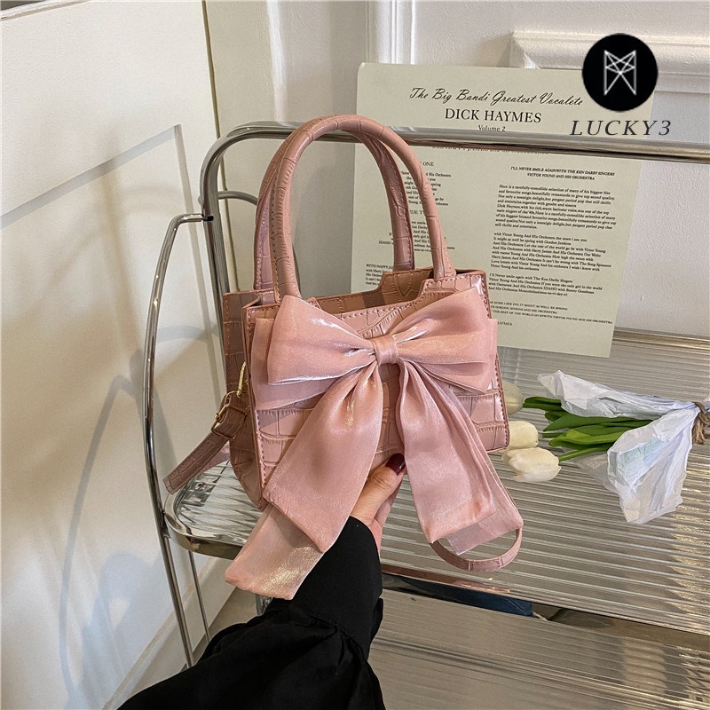 2022 New Bow Handbag Package Female Bamboo Grain Shoulder Crossbody Bag ...