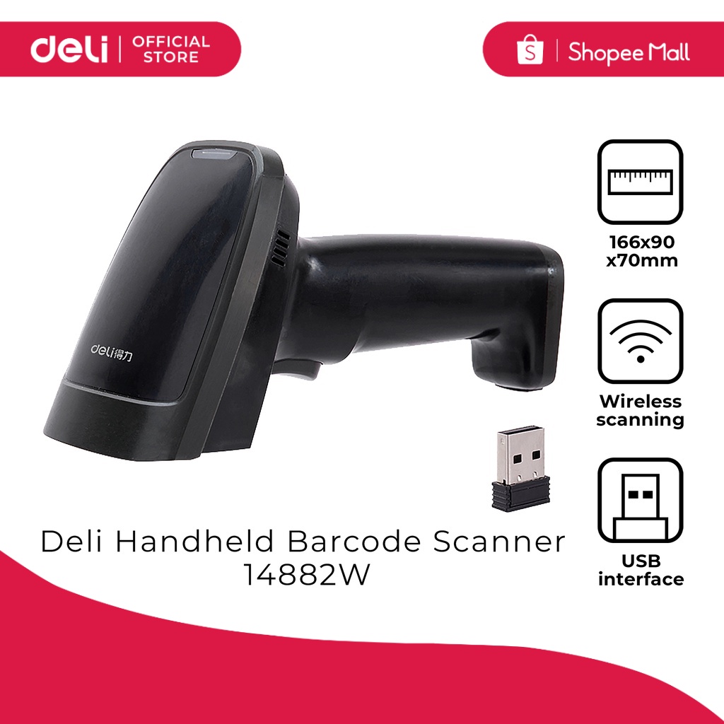Deli 14882W Handheld Barcode Scanner [7914882W] | Shopee Philippines