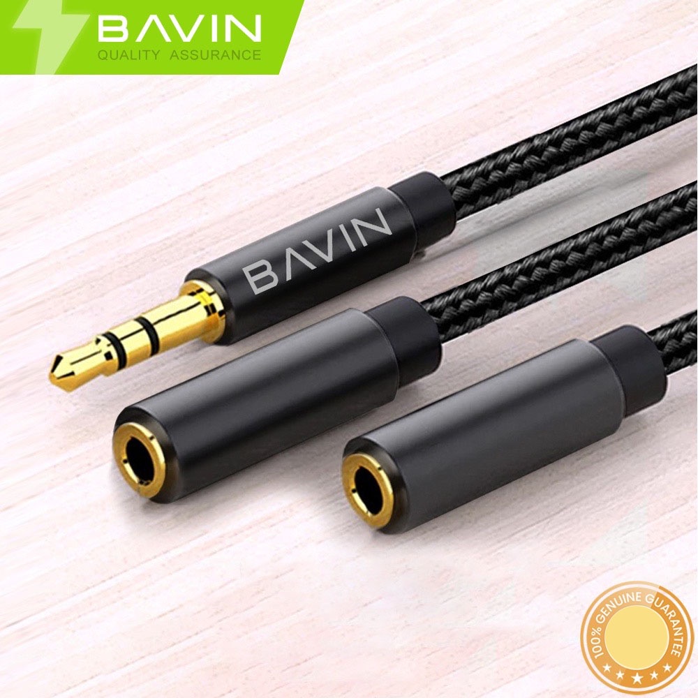 BAVIN AUX20 3.5mm Jack Plug Adapter Audio Splitter w/ AUX Cable Audio ...