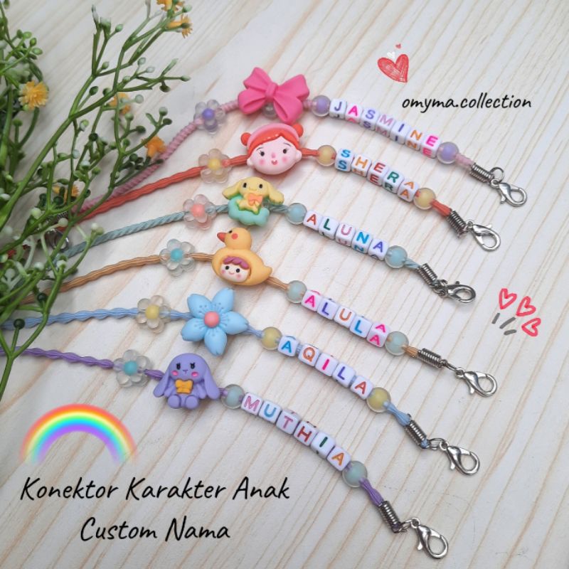 Cute Connector Kids Character Connector Korean Elastic Rope custom Name ...