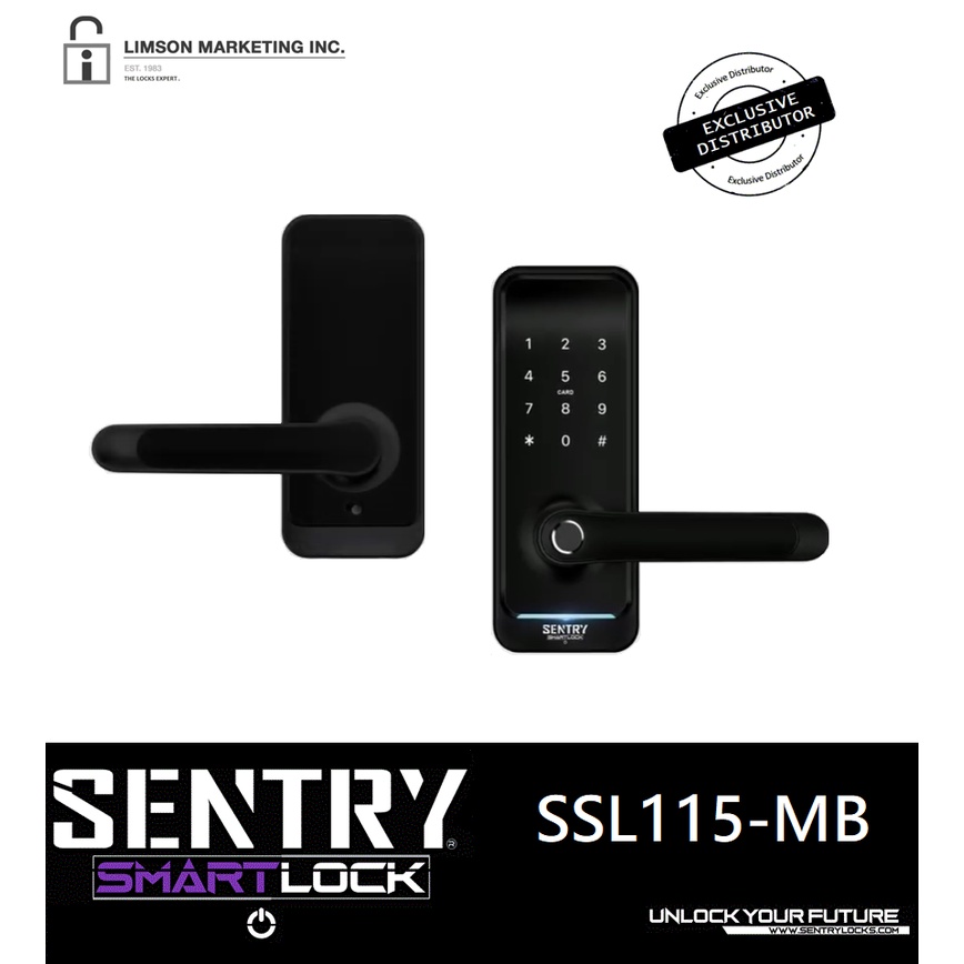 Sentry SSL-115 MB Multi Access Smart Door Lock Matte Black Finish ...