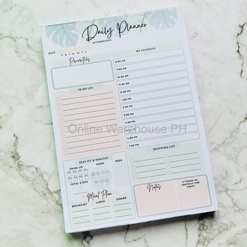 Daily Planner Pad - 60 sheets per pad (A5 Size: 14.8 x 20.5 cm) - On ...