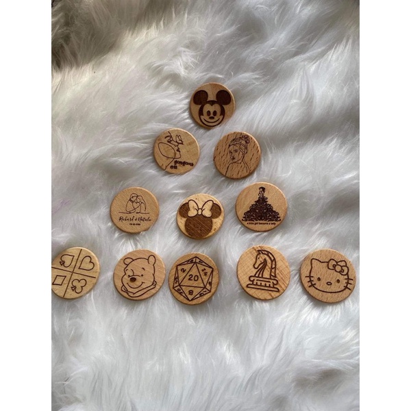 Round Customize Engraved wooden magnet minimum of 20 pcs per order ...