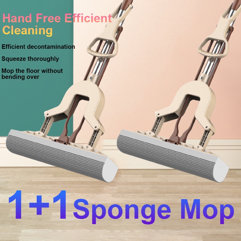 Jctop 1+1 Lazy Sponge Mop Hand Wash Free Household Wet And Dry Water ...