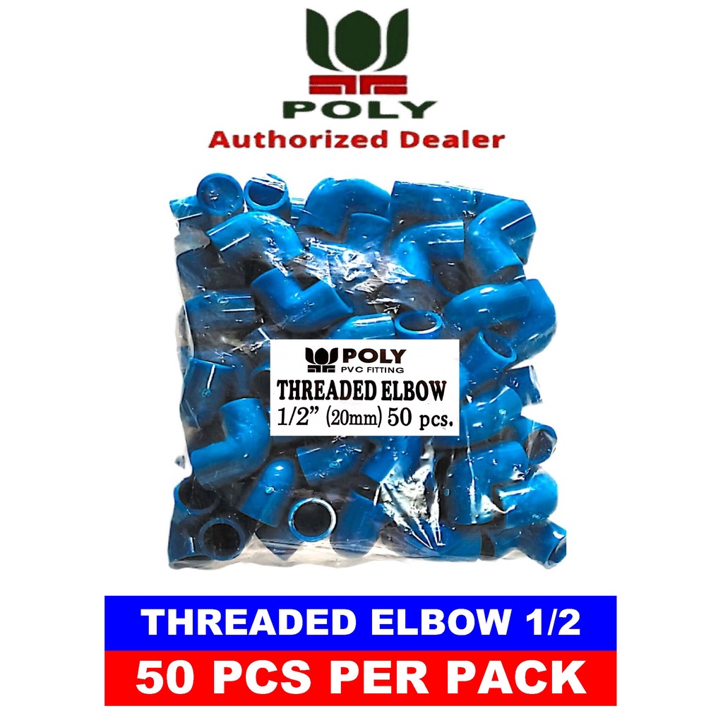 POLY BLUE THREADED ELBOW 1/2 PLAIN (SOLD PER PACK) 50 PCS | Shopee ...