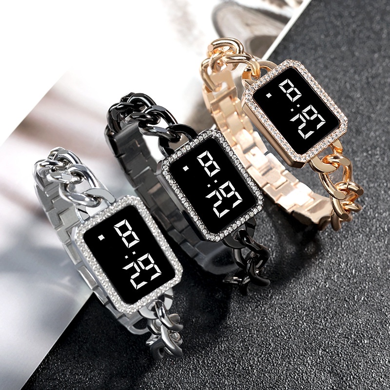 LED Digital Watch for Women Luxury Rhinestone Bracelet Watch New ...