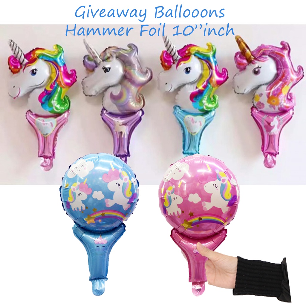 10" inch Mini Unicorn Foil Balloon for Giveaway Toys Party Hammer ...