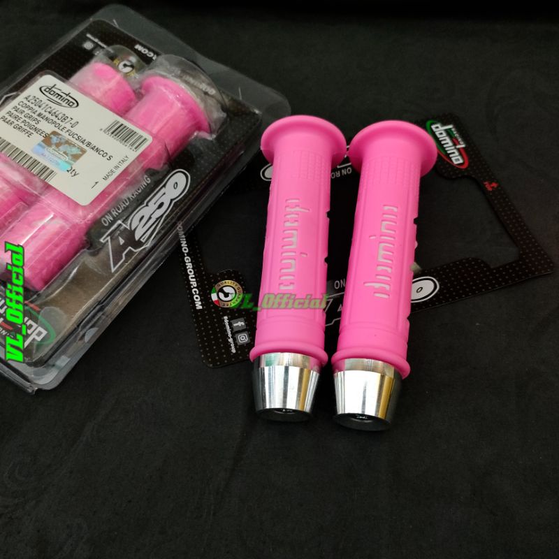 Handgrip domino pink gas cover + chrome handlebar link for all ...