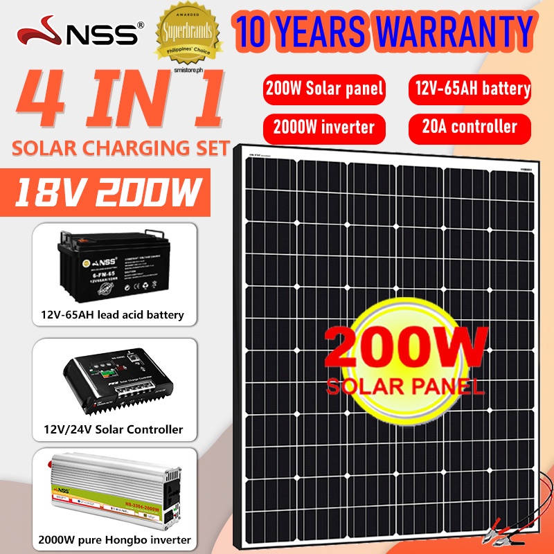NSS 4 in 1 solar panel set for home With Battery controller system ...