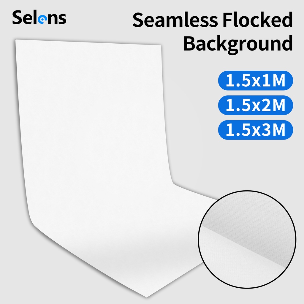 Selens White Background Cloth Flocking Solid Color Matte Backdrop Non-Reflective for Portrait ...