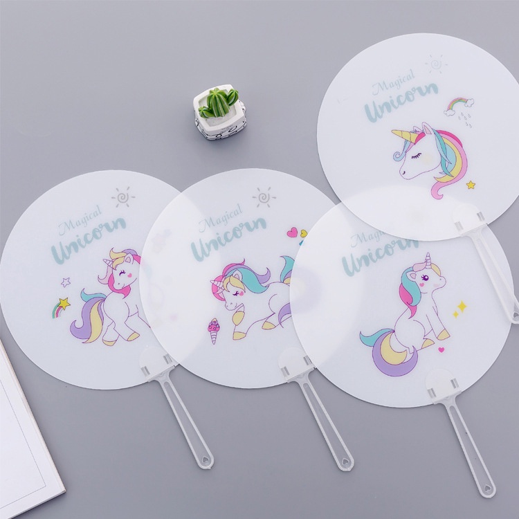LM.Cute unicorn cartoon small fan, student portable small round fan ...