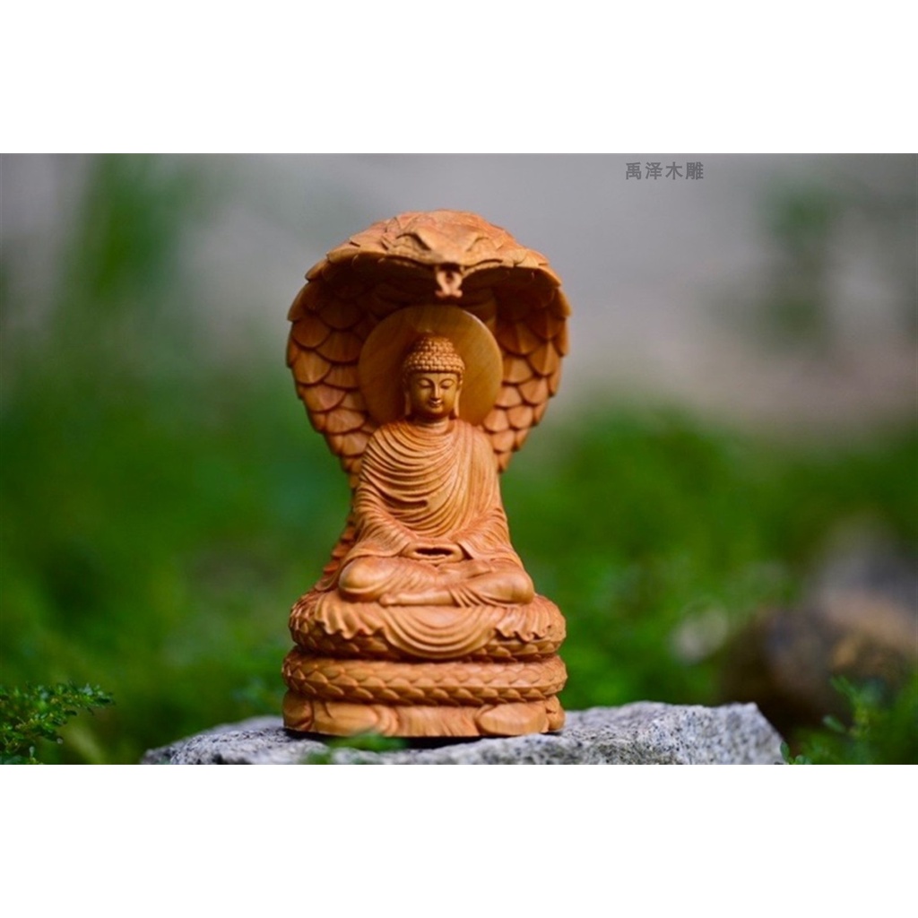 Yabai Wood Carving Snake Buddha Sakyamuni Character God Statue ...