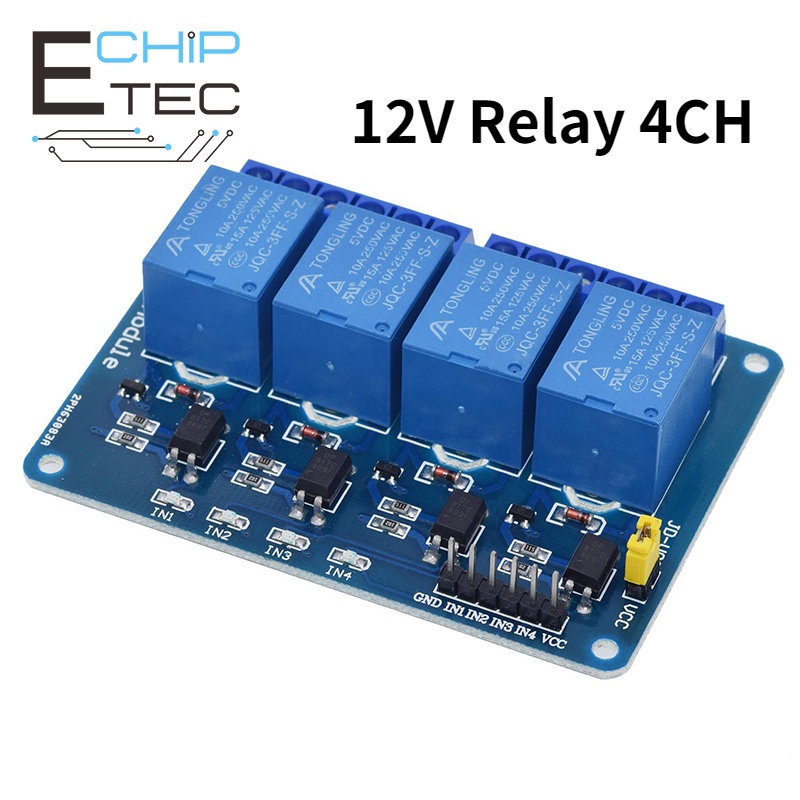 12V 4 Channel Relay Module with Optocoupler Relay Output 4 Way Relay Module for Arduino | Shopee ...