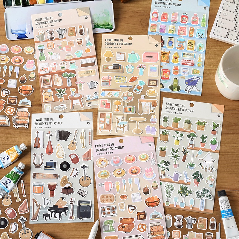 ENWEI 1 Sheet [Life Love Song Series] Aesthetics Journal Stickers Washi ...