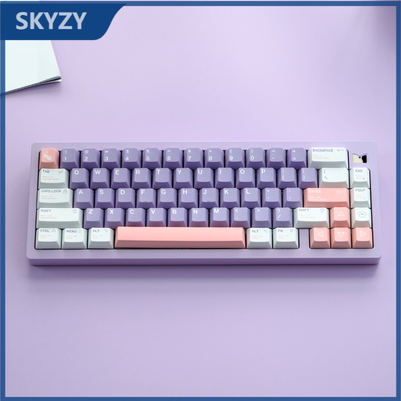 129 Keys Lilac Keycaps Cherry Profile Purple Pink PBT Dye Sub ...
