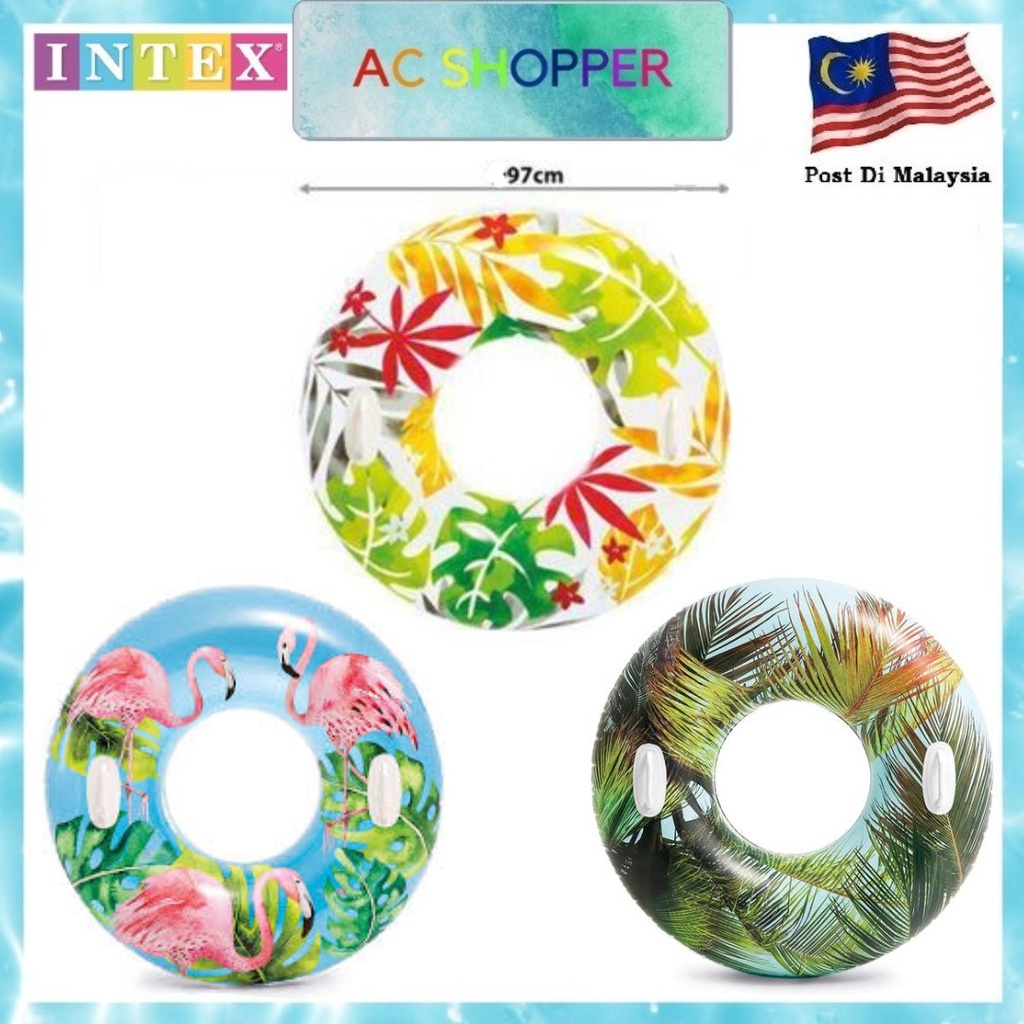 INTEX 58263 Lush Tropical Tube Float Swimming Pool Ring Floaties ...