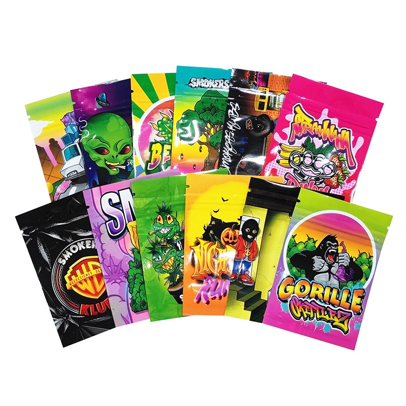 100Pcs hologram cartoon candy CBD bubblegum gift bag ziplock sealing ...