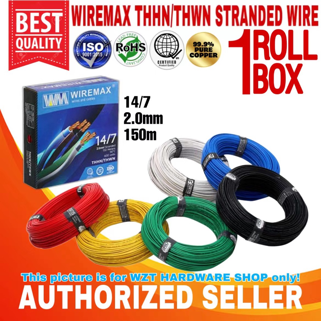 Original Wiremax THHN Wire 14/7 2.0mm-12/7 3.5mm 90° 600 Volts 99.99% ...